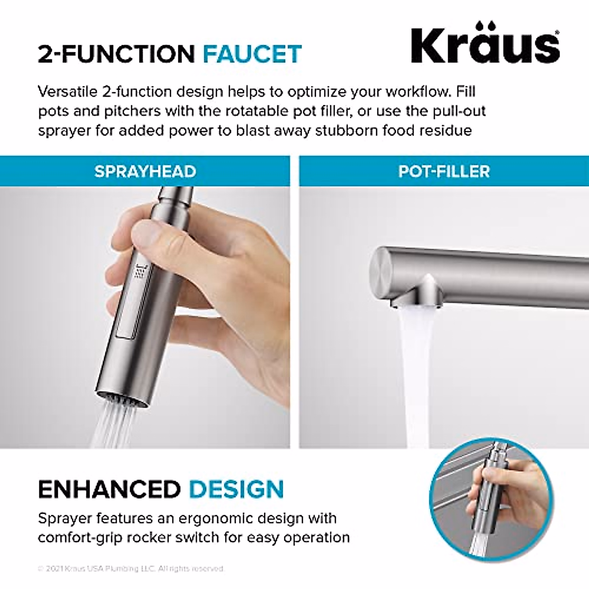 KRAUS Artec Pro (2nd Gen) Commercial Style Pull-Down Single Handle Kitchen Faucet with Pot Filler in Brushed Brass, KPF-1604BB