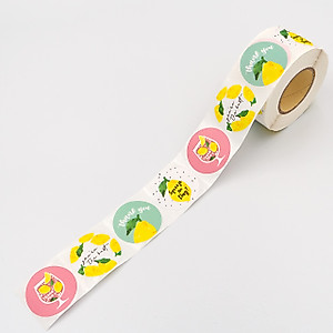 Gooji Lemon Thank You Stickers, 500 Roll Pack Bulk Pack for Wedding, Party Favors, or Small Business Packaging, 1.5 inch Supporting My Purchase Order Labels, Baby Bridal Shower, Custom Envelopes Seal