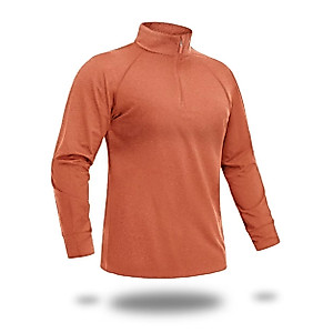 Boladeci Moisture Wicking Shirts for Men UPF 50+ UV Protection Long Sleeve Sun Protection Shirts Orange SPF Dry Fit Sun Shirts Rash Guard Golf Tops