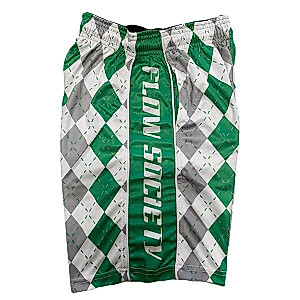 Flow Society Mens Grey & Green Argyle Attack Short with Pockets