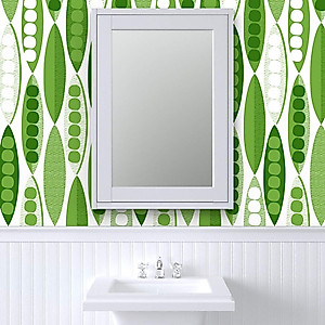 Spoonflower Removable Wallpaper 12ft x 2ft - Pod Mod Modern Green Mid Century Vegetable Custom Pre-Pasted Wallpaper