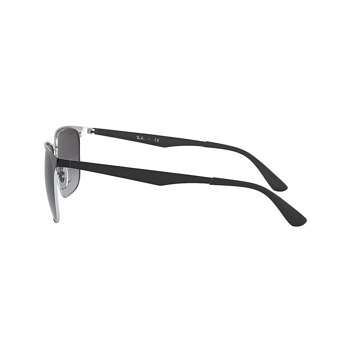 Ray-Ban RB3569 Square Sunglasses, Black On Silver/Light Grey Gradient Dark Grey, 59 mm