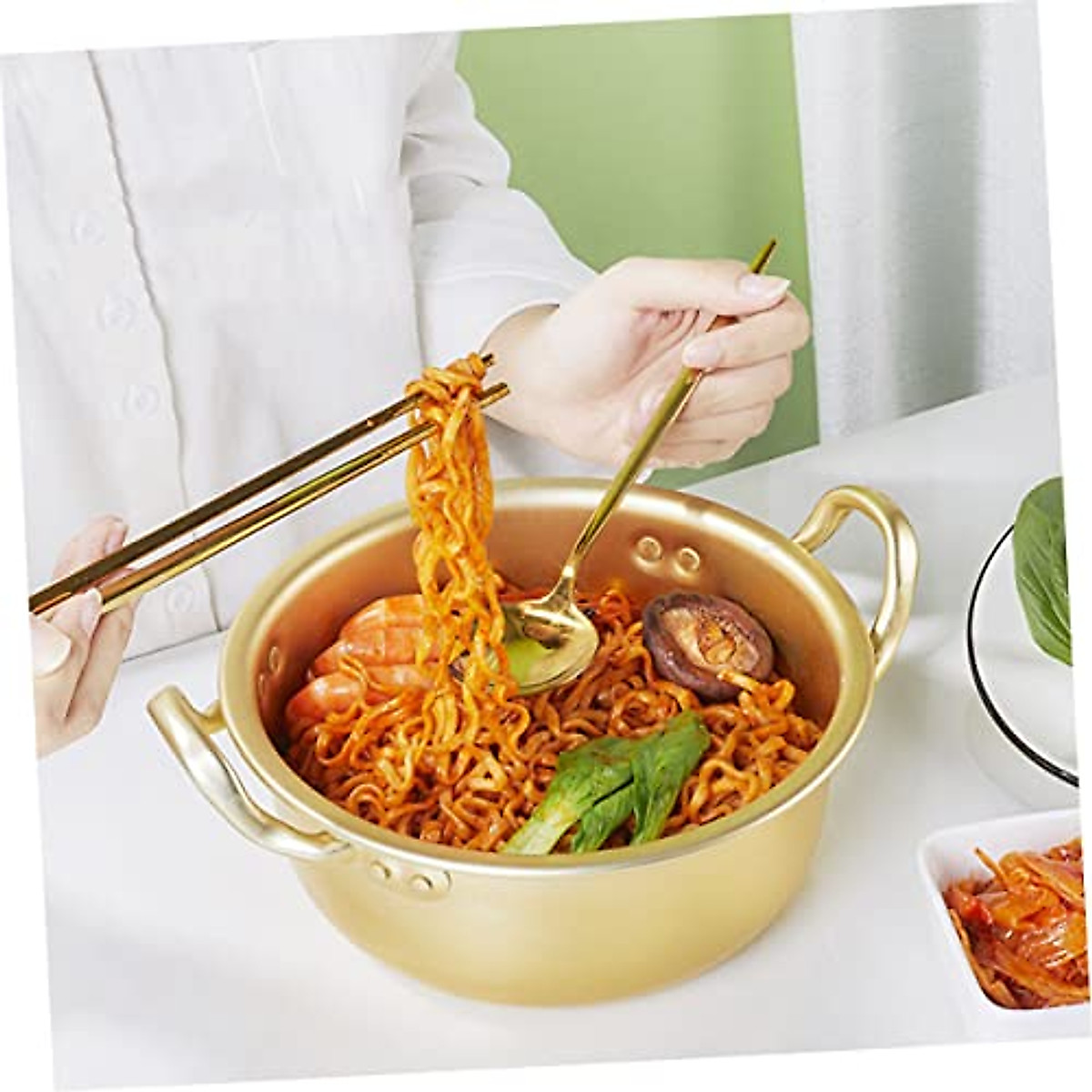 YARNOW 2 Pcs Korean Instant Noodle Pot Japanese Noodles Ramen Ceramic Frying Pan with Lid Steamer Cookware Deep Saucepan Korean Pots for Cooking Aluminum Pot Kitchen Pan Ramen Pot Candy