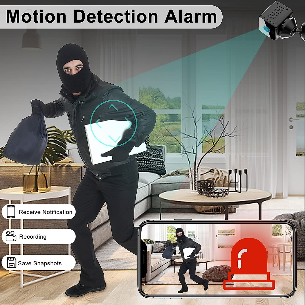 Femivo Mini Security Spy Camera Wireless WiFi Surveillance Camera for Home HD 1080P with Phone App Motion Detection IR Night Vision for Home Office Indoor with 32GB Micro SD Card