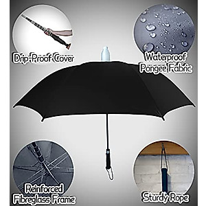 Innovate Golf Umbrella – Telescopic Cover Attachment – Fibreglass Frame – Automatic Open Button – Windproof – UV Protection with Blackout Shade – Large Canopy – Non-Drip – Quick Drying (Midnight Black)