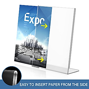 Relx Acrylic Sign Holder 8.5 x 11, Acrylic Display Stand for Display, Slant Back Acrylic Display Stand, Clear Frames Plastic Sign Holder for Store, Restaurant (12 Pack)