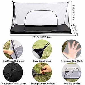 Benvo Trekking Pole Tent Netting Tent Breeze Mesh Inner Tent with Good Ventilation Ultra Light Trekker Backpacking Tent for 2 Person Summer Tent with Waterproof Oxford Floor(210cmx120cmx110cm)