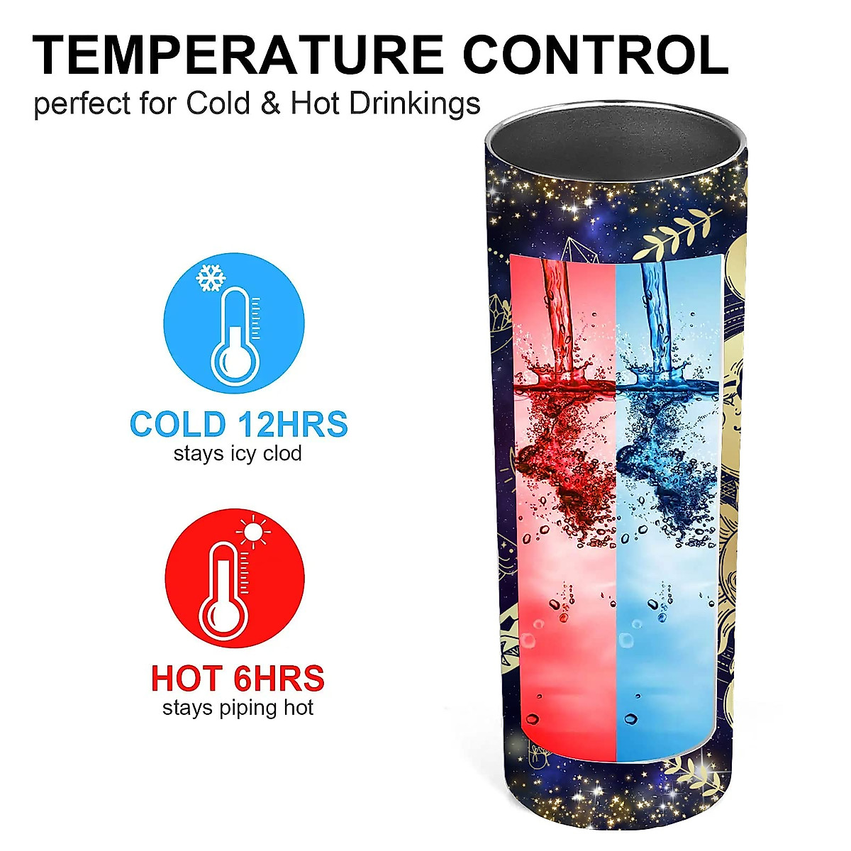 Gifts for Women Her Girls Friends Magic Witch Hand Insulated Skinny Tumblers Cup Coffee Mug with Lid 20oz Reusable Water Bottle for Hot & Cold Drinks Tea Cup Iced Coffee Thermos Travel Mug (Pack of 1)