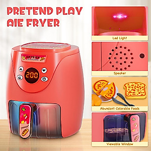 GAGAKU Toy Air Fryer Kids Play Kitchen Playset Accessories,Chefs Pretend Play Food Toys Oven with Light & Sound and Play Food Grill Cooking Utensils,Cooking Toys for 3-8 Year Old Girls Boys Gift