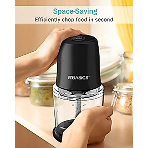 EZBASICS Food Processor, Small Electric Food Chopper for Vegetables, Meat, Fruits, Nuts, 2 Speed Mini Food Grinder With Sharp Blades, 2-Cup Capacity, Black