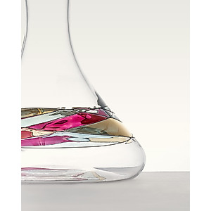 Antoni Barcelona Set Wine Decanter and Wine Glasses Mouth Blown Hand Painted Amazing Gift Wedding Woman Man Unique Present Anniversary Drink Party (Large Wine Glasses Set 2, Red)