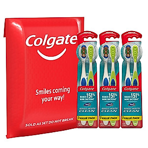 Colgate 360 Medium Toothbrush with Tongue and Cheek Cleaner, 6 Count