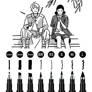 Piochoo Calligraphy Pens,8 Size Calligraphy Pens for Writing,Brush Pens Calligraphy Set for Beginners, Hand Lettering Pens