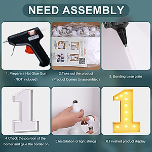 YOSWPP 3FT Large Marquee Light Up Letters Numbers Giant Mosaic Balloon Frame,Wedding Backdrop Decoration Anniversary Decoration Foam Board (1, 3FT)