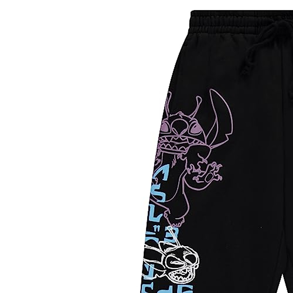 Disney Ladies Lilo and Stitch Joggers - Lilo and Stitch Varsity Athletic Jogger Sweatpants Lilo and Stitch Multi Print Sweatpants (Black, Large)