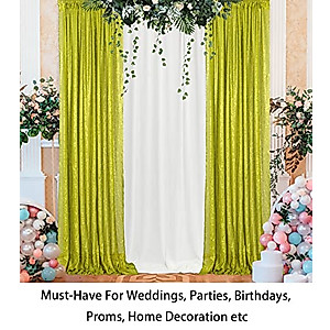 Lime Green Sequin Curtains 2 Panels 2FTx8FT Baby Shower Backdrop Glitter Backdrop Sequin Backdrop for Wedding