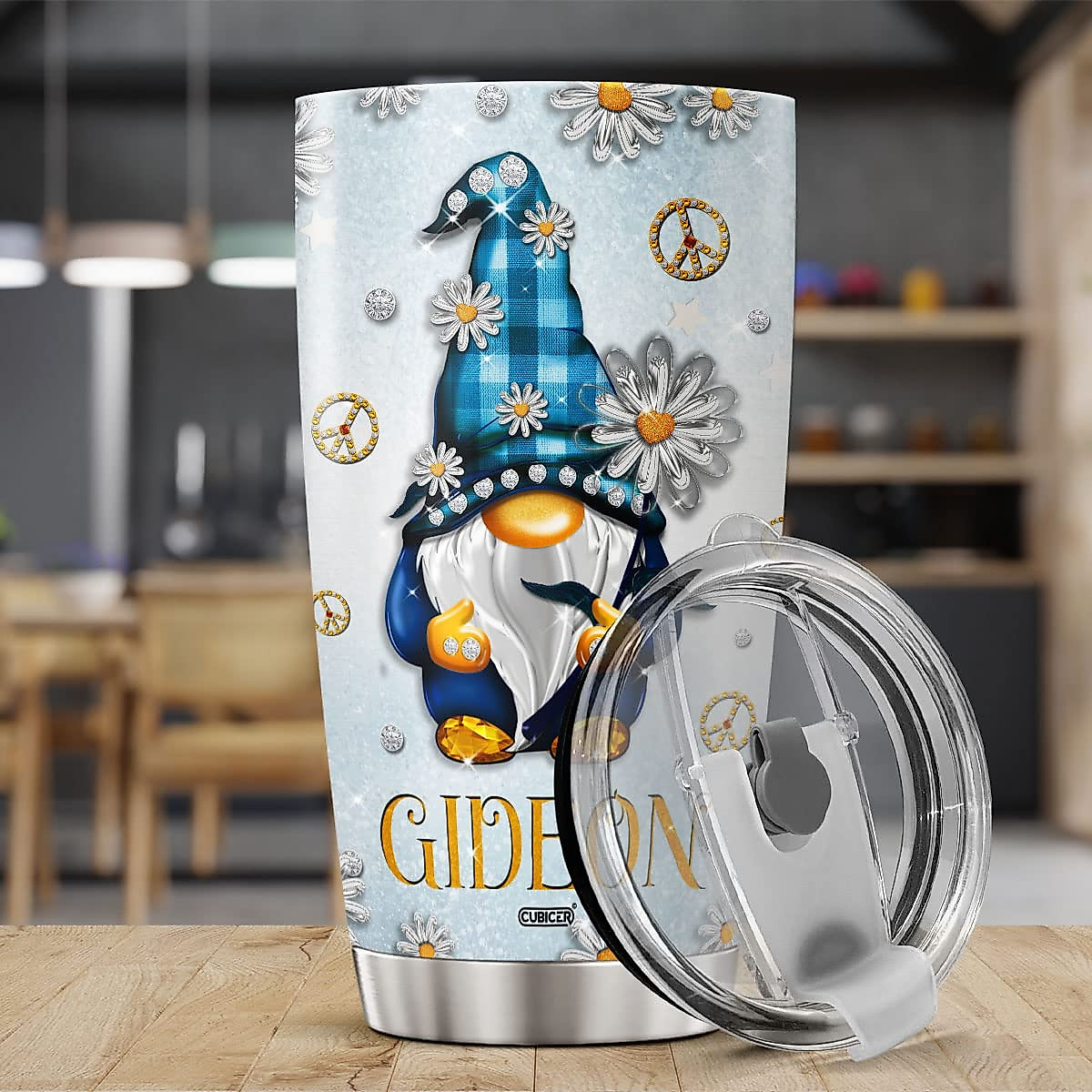 CUBICER Personalized Coffee Tumbler Gnome Jewelry Style Custom Name Cute Birthday Gifts For Women Girls Friends Mom Kids Adults Insulated Cup Travel Mug With Lid Cold Steel Cups