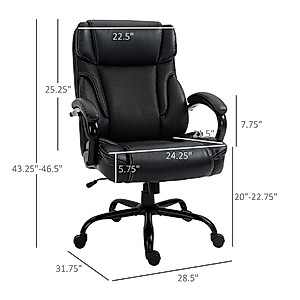 Vinsetto 484LBS Big and Tall Ergonomic Executive Office Chair with Wide Seat, High Back Adjustable Computer Task Chair Swivel PU Leather, Brown