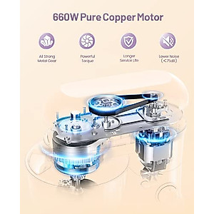 CHeflee Stand Mixer, 6 Quart, 600W 6+P Speed Household Electric Food Mixer with 6 Accessories for Dough, Cream, Cake, Kitchen Electric Mixer, Lavender