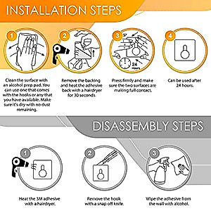 SAYONEYES Adhesive Towel Hooks for Hanging – Matte Black SUS304 Stainless Steel Waterproof Wall Hooks with Strong Adhesive Tapes – 3M Hooks for Bathroom, Bedroom, Kitchen – 4 Pack