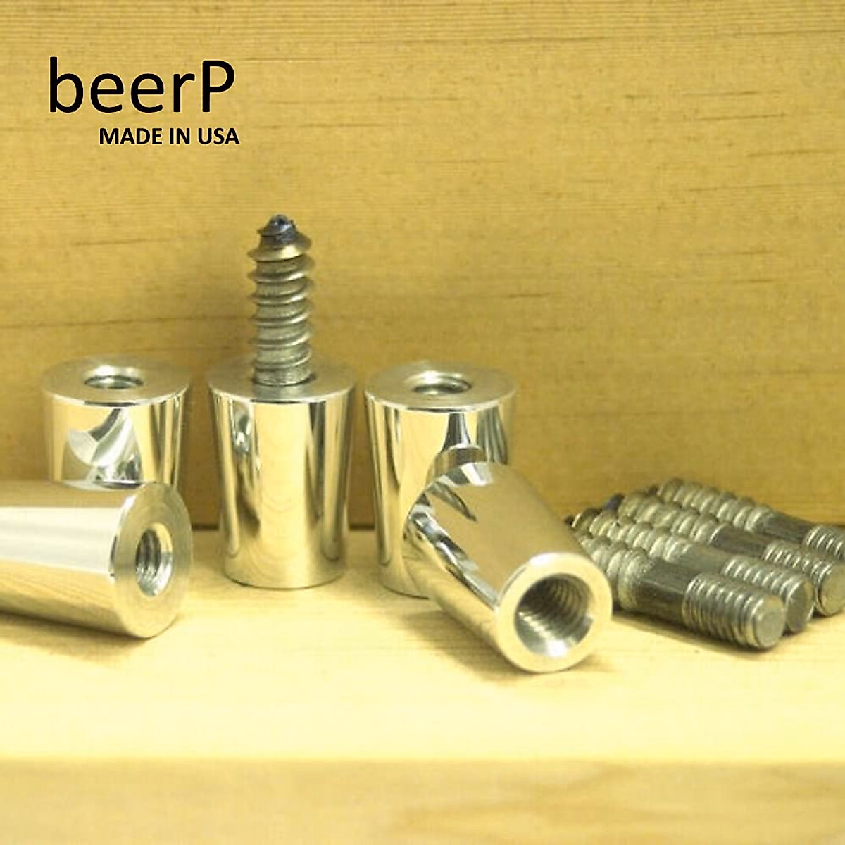 Beer Tap Ferrule & Hanger Bolt Set Metric - 5/16"-18 Top, M10x1.5 Bottom with 5/16" Hanger Bolt - 5 Sets