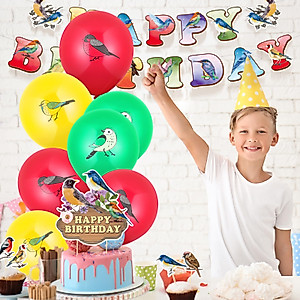 Harloon 32 Pcs Bird Birthday Decoration, Happy Birthday Banner Cake Toppers Hawaiian Balloons Bird Party Decorations for Birthday Wedding Baby Shower Tiki Bar Luau Tropical Themed Supplies