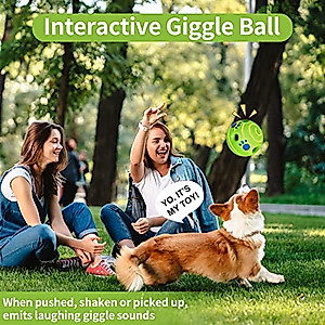 Dikeiuta Wobble Giggle Dog Ball, Interactive Chew Wobble Wag Giggle Ball for Dogs with Funny Sounds, Squeaky Dog Toys Ball for Relieve Anxiety, Grinding Teeth, Gifts for Dogs-5.51''(Large)
