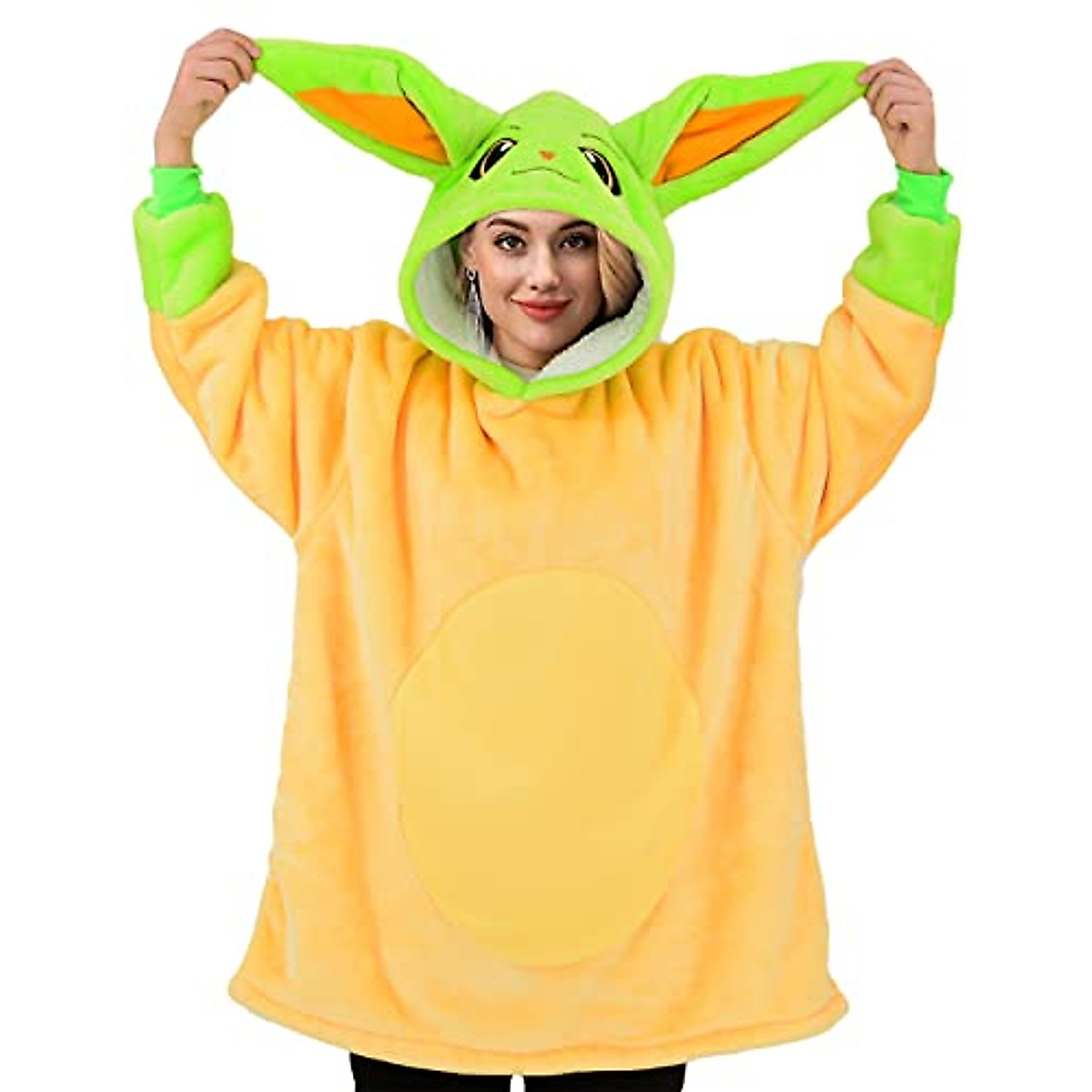 vavalad Cartoon Wearable Blanket Sweatshirt Sherpa Oversized Hoodie TV-Blanket with Sleeves and Pockets for Adults Men Women Teens One Size Fits All