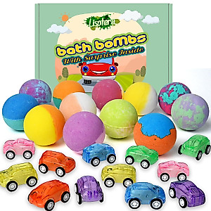 Bath Bombs for Kids with Surprise Inside, 9 Pack Pull-Back Cars Organic Rich Foam Color Bubble Set with 3 Multifunctional Vehicles, Gentle and Kids Safe for Boys Girls Birthday Christmas