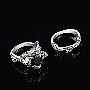 MILIMIEYIK Handmade Jewelry, Oval Cut Amethyst Topaz Silver Ladie's Ring Vintage White Diamond Engagement Wedding Band