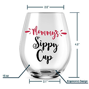 AGMDESIGN Mommy's Sippy Cup Wine Glass, Mother's Day Gift for Her, Mom, New Mom, Wife, Valentines Day Gifts for Mom, Pregnant Mom Gifts, Funny Birthday Gifts for Mom from Daughter, Son