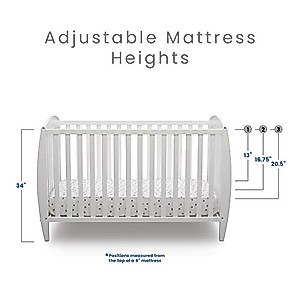 Delta Children Twinkle 4-in-1 Convertible Baby Crib, Easy to Assemble, Sustainable New Zealand Wood, JPMA Certified, White