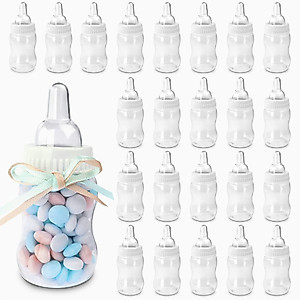 Baby Bottles for Baby Shower Game - 24Pcs Plastic Baby Bottles for Baby Shower Decorations Mini Baby Bottles for Baby Shower Decor - 4.15 inch Baby Bottle for Baby Shower Game Small Baby Bottles