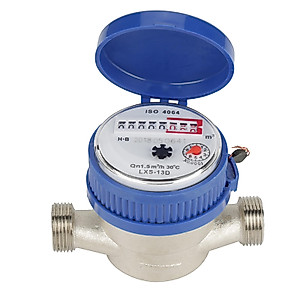Cold Water Meter 15mm 1/2 inch Arbitrary Rotation Function Water Meter with Fittings for Garden & Home Usage
