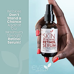 Eva Naturals Retinol Serum for Face with Hyaluronic Acid, Vitamin E & Organic Aloe - Retinol Face Serum that Reduce Wrinkles, Fine Lines & Dark Spots - Vitamin A, Anti Aging Serum (Double Sized 2oz Bottle)