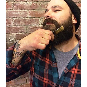 Lucky Franc's Beard Grooming Kit with Japanese Beard Scissors & Ox Horn Handmade Mini Beard Combs for Men. Mustache Trimming Kit with Mustache Hair Scissors and Comb for Men. Handmade Beard Care Kit