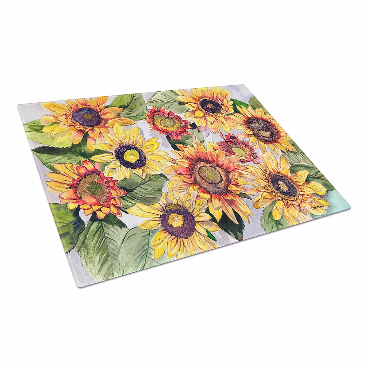 Caroline's Treasures 8766LCB Sunflowers Glass Cutting Board Large Decorative Tempered Glass Kitchen Cutting and Serving Board Large Size Chopping Board