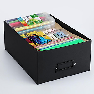 Teling 12 Pack Photo Storage Boxes Nesting Picture Organizers Bulk Scrapbook Storage with Lids for Photos Toys Files Clothes (Black)