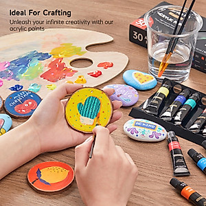 Acrylic Paint Set, Shuttle Art 30 x12ml Tubes Artist Quality Non Toxic Rich Pigments Colors Great for Kids Adults Professional Painting on Canvas Wood Clay Fabric Ceramic Crafts