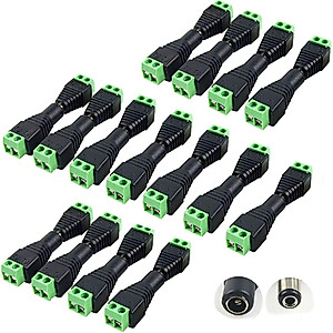 exgoofit DC Power Connector 15 Pairs 12V Male+Female 2.1x5.5MM DC Power Jack Plug Adapter Connector for CCTV Camera and LED Strip Light