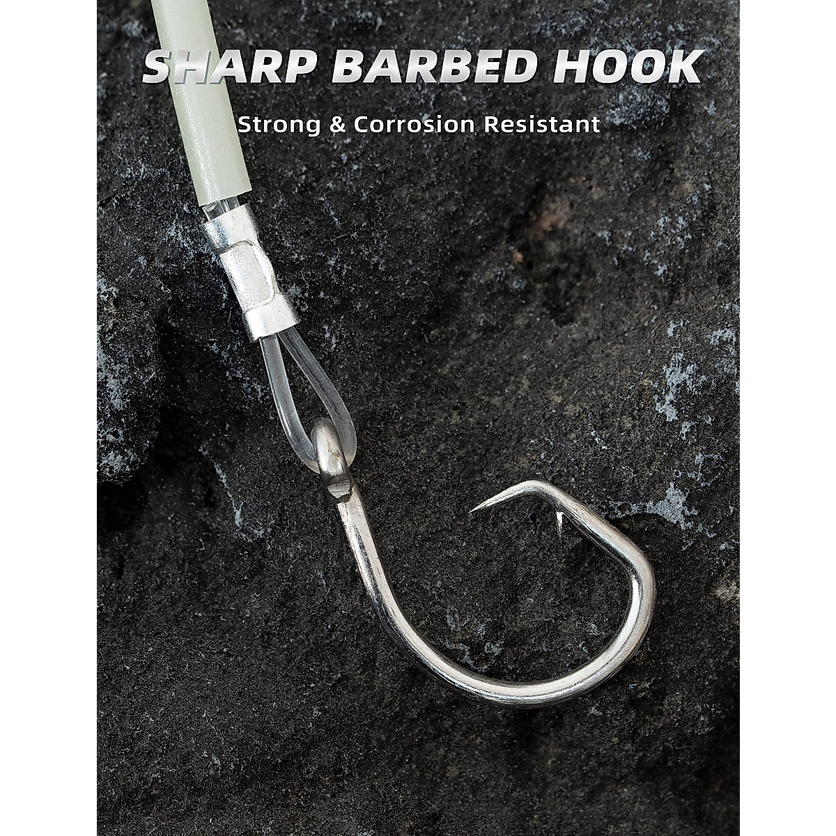 BLUEWING Fishing Deep Drop Rig with Glow Tubes 1pc Snapper, Tilefish Rig with 12/0 Stainless Steel Hooks, Barrel Swivel, 300lbs Line, 1pc