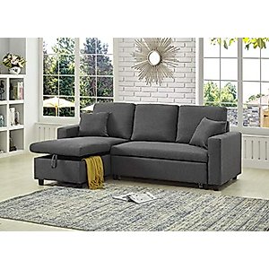 GTU Furniture Reversible Sectional Sleeper Sofa with Storage (Grey)