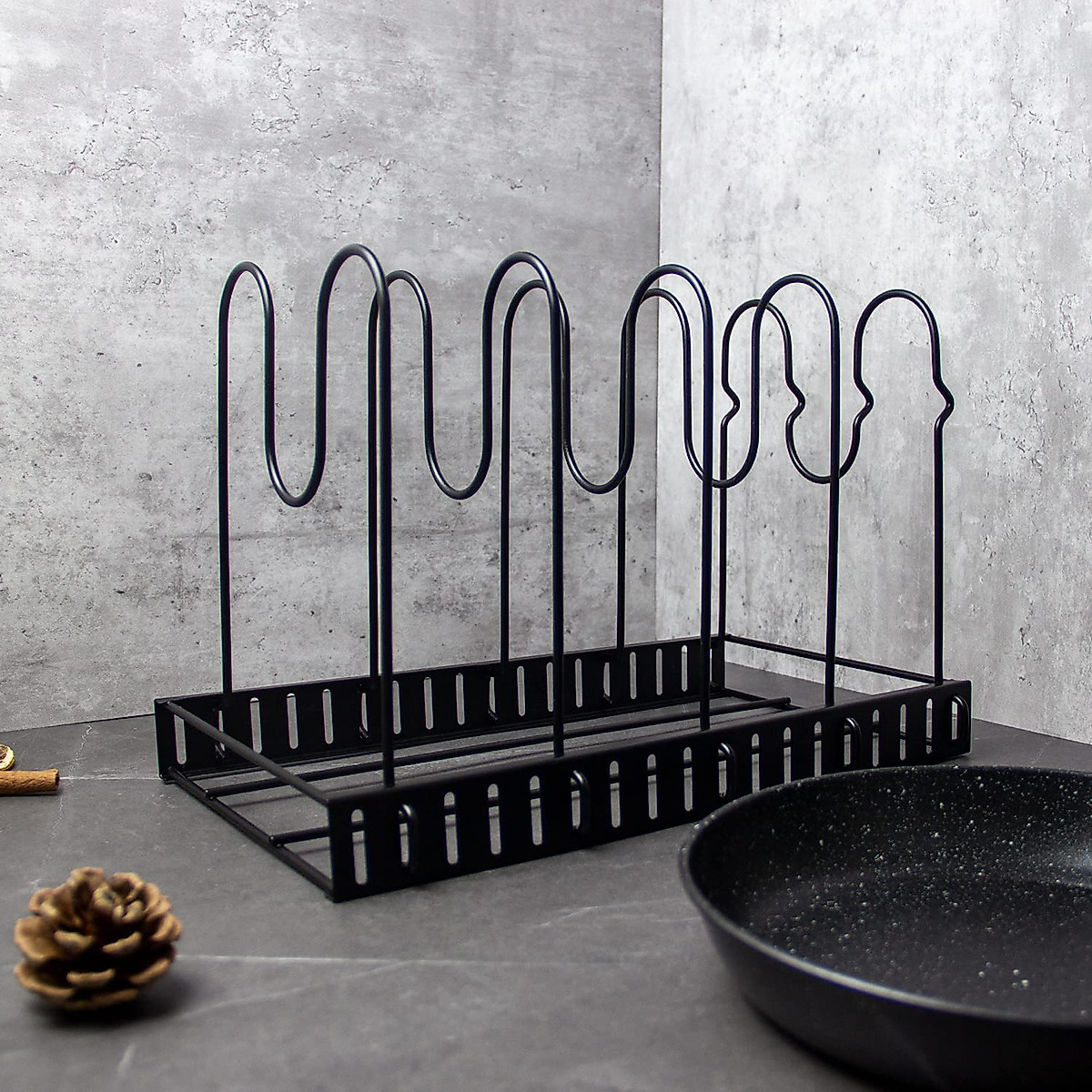 Pot Rack Organizers, Lid Organizer for Pots and Pans, 8 Tiers Pots and Pans Organizer with 3 DIY Methods, Adjustable Pot Lid Holders Pan Rack for Kitchen Counter and Cabinet by KAUKKO (KKS21-8 Tiers)