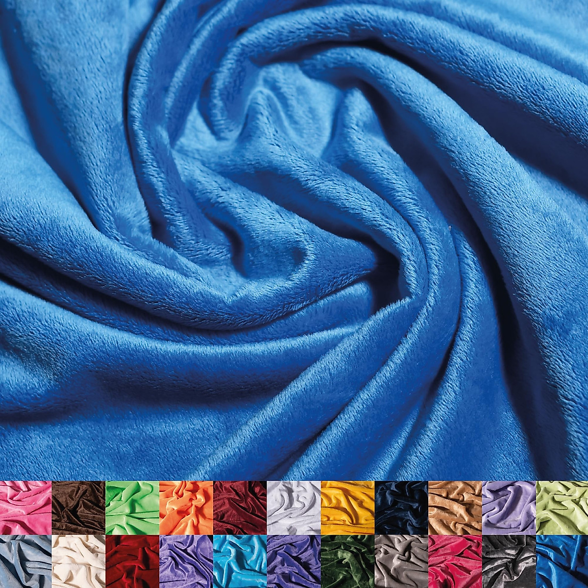 Ice Fabrics Solid Minky Fabric by The Yard - Soft, Smooth and Luxury 58/60" Extra Wide Royal Blue Minky Fabric for Blankets, Apparel, Baby Accessories, Throws, Pillows & More - Royal Blue - 1 Yard