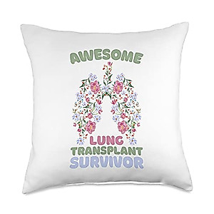 Organ Transplant Gifts for Men & Women Awesome Lung Transplant Survivor Throw Pillow, 18x18, Multicolor