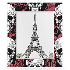 POFATO Skull Red Octopus11x14 Picture Frame Wood Photo Frame for Tabletop Display Wall Mount Picture Frame Display 11 x 14 Inch Photo Wall Decor Home Gift Frames