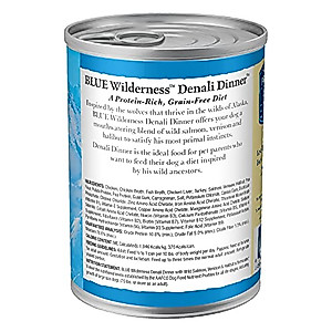 Blue Buffalo Wilderness Denali Dinner High Protein, Natural Wet Dog Food, Wild Salmon, Venison & Halibut 12.5-oz cans (Pack of 12)