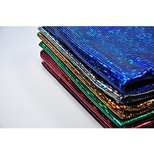 Yutone Stretch Knit Fabric 57inch Wide Decoration, Apparel, Costume Sewing Quilting Apparel Crafts Décor by Yard (Iridescent Hologram Silver 1Yard)