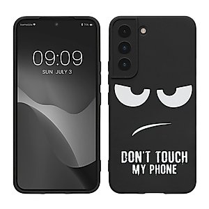 kwmobile TPU Silicone Case Compatible with Samsung Galaxy S22 - Case Soft Cover - Don't Touch My Phone White/Black