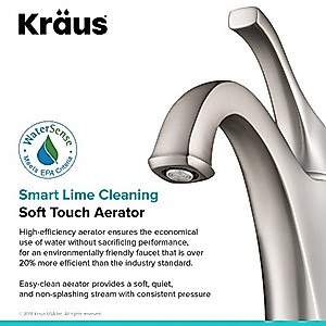 KRAUS KBF-1201SFS Arlo Single Handle Basin Bathroom Faucet with Lift Rod Drain and Deck Plate, Spot-Free All-Brite Stainless Steel